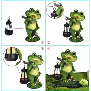 Art | Resin Solar Frog Statue With Solar Lights Garden Decorations ...